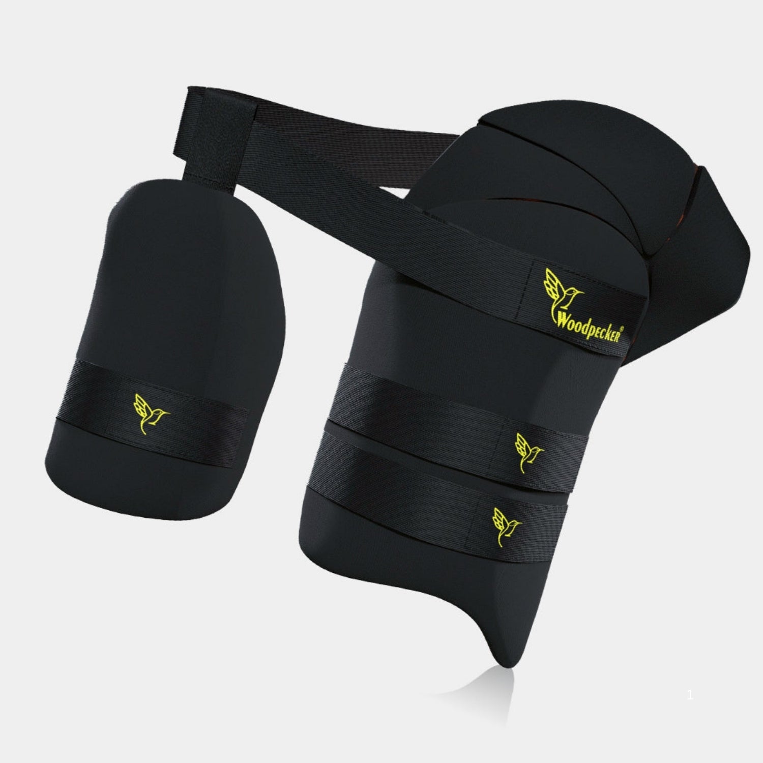 Woodpecker Armour X Right Hand Cricket Thigh Guard Black 3-Strap Light ...