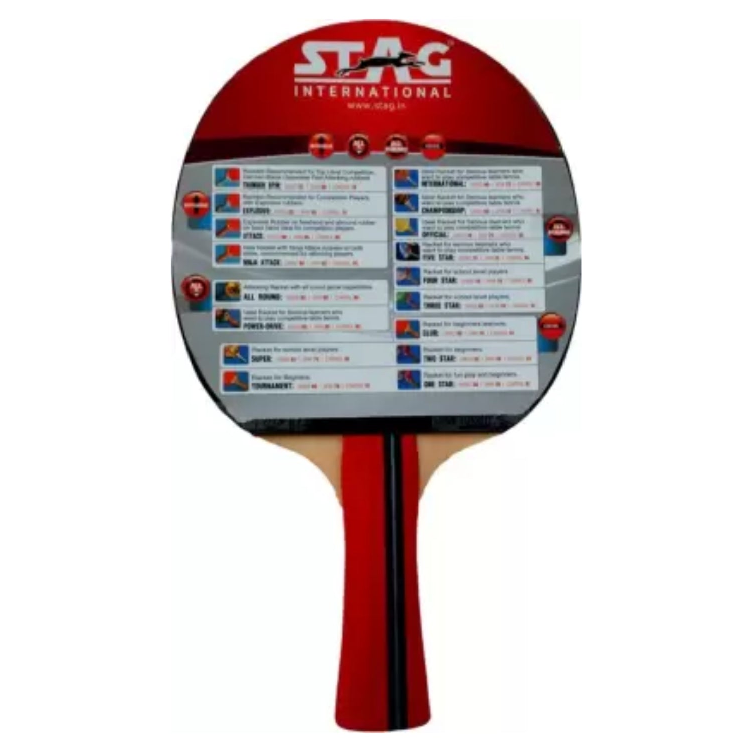 Stag Tournament Table Tennis Racket, Red/Black – Prokicksports