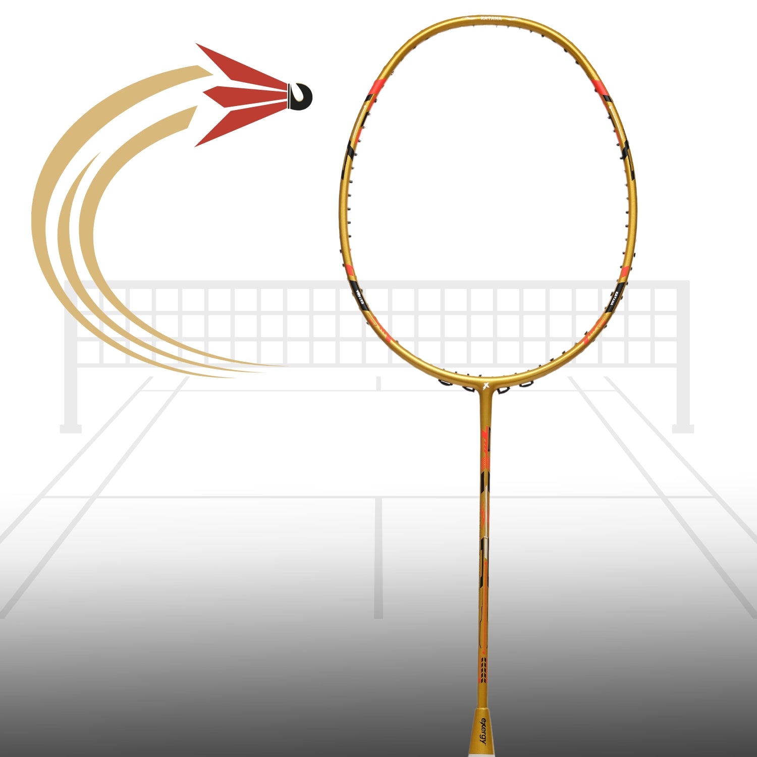 Exergy Katana Badminton Racket - 82g, 32 lbs Tension, Pre-Strung with ...