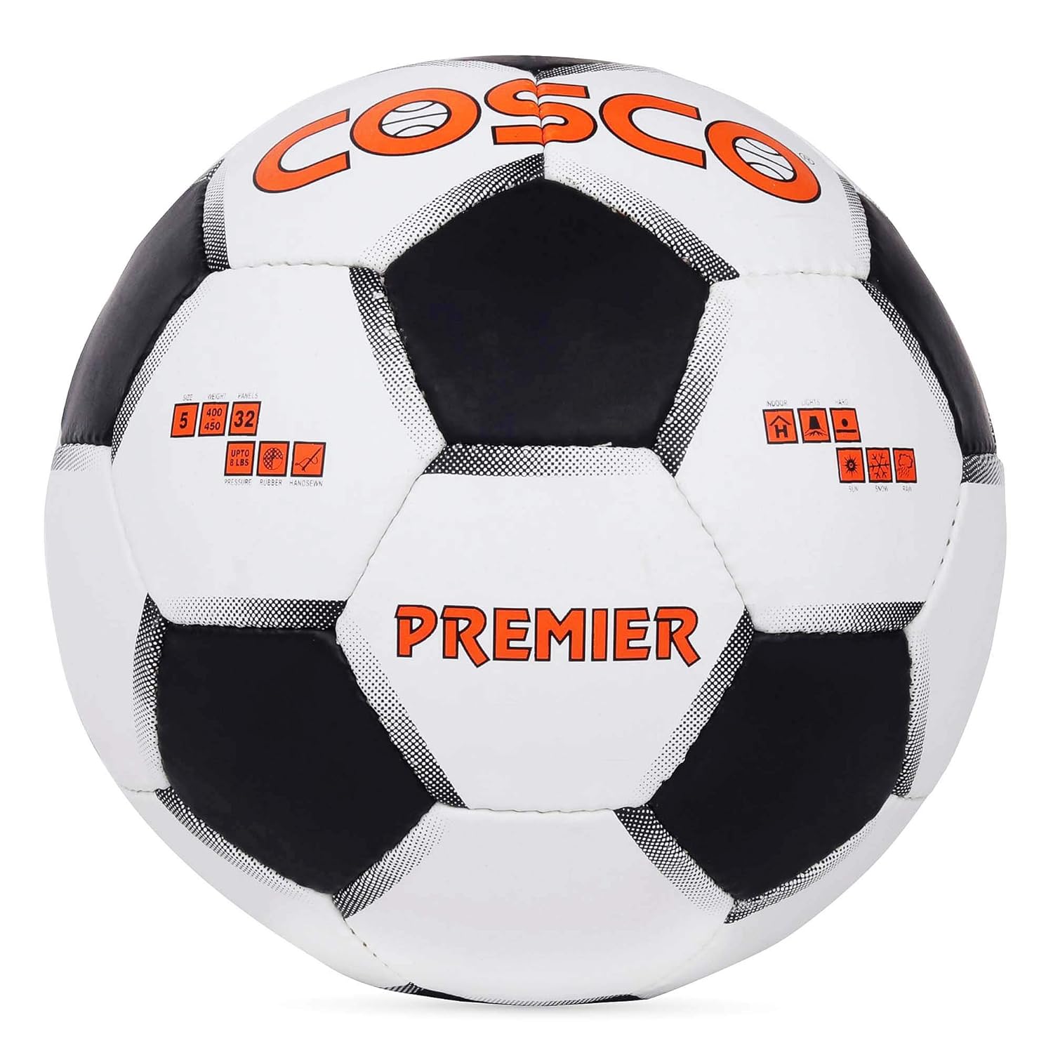 Cosco Premier Football – White/Black Training and Match Ball for Pract ...